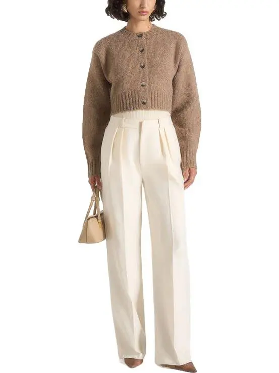 Manière De Voir Caren Brushed Wool Knit Cardigan - Beige