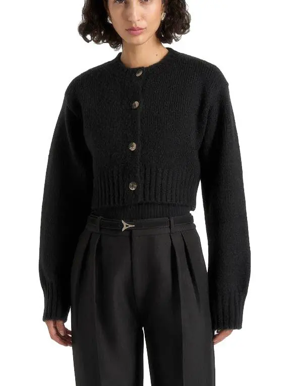 Manière De Voir Caren Brushed Wool Knit Cardigan - Black