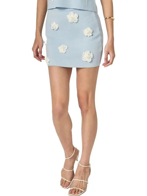 English Factory 3d Flower Knit Mini Skirt - Powder Blue/white