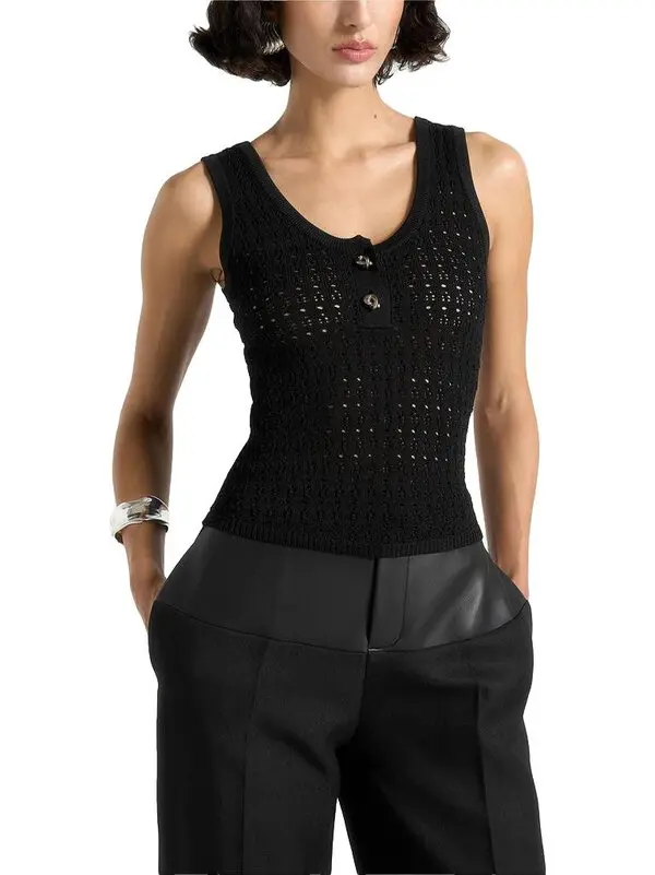 Manière De Voir Nora Pointelle Knitted Vest - Black