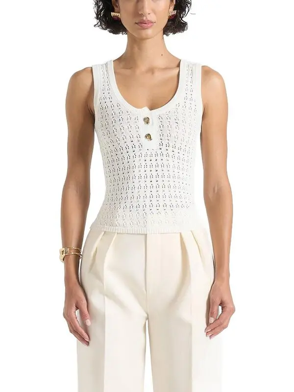 Manière De Voir Nora Pointelle Knitted Vest - Cream