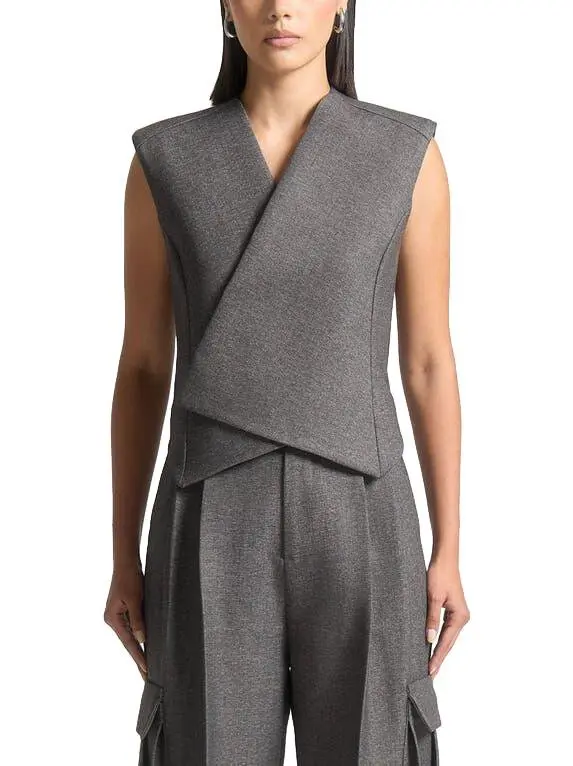Manière De Voir Laurence Tailored Wrap Waistcoat - Grey Marl