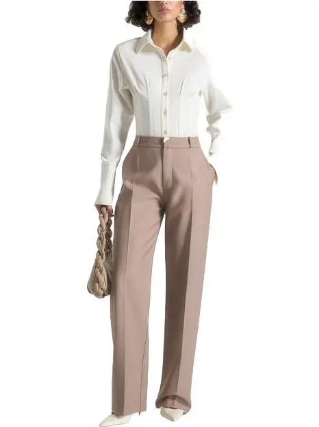 Manière De Voir Doria Tailored Trousers With Waistband Detail - Taupe