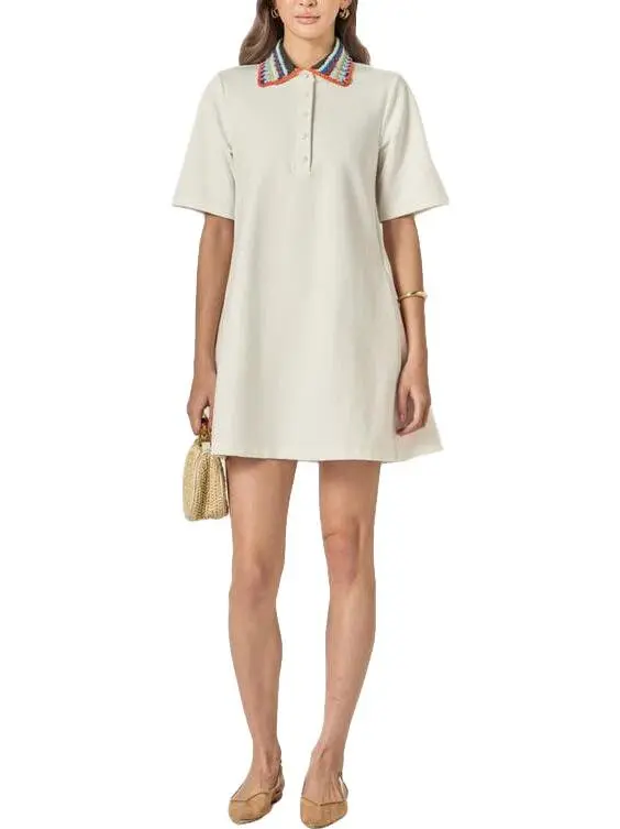 English Factory Knit Collar A-line Shirtdress - Off White