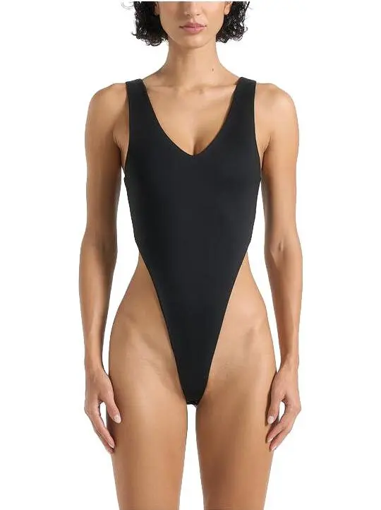 Manière De Voir Noa V-neck Bodysuit - Black