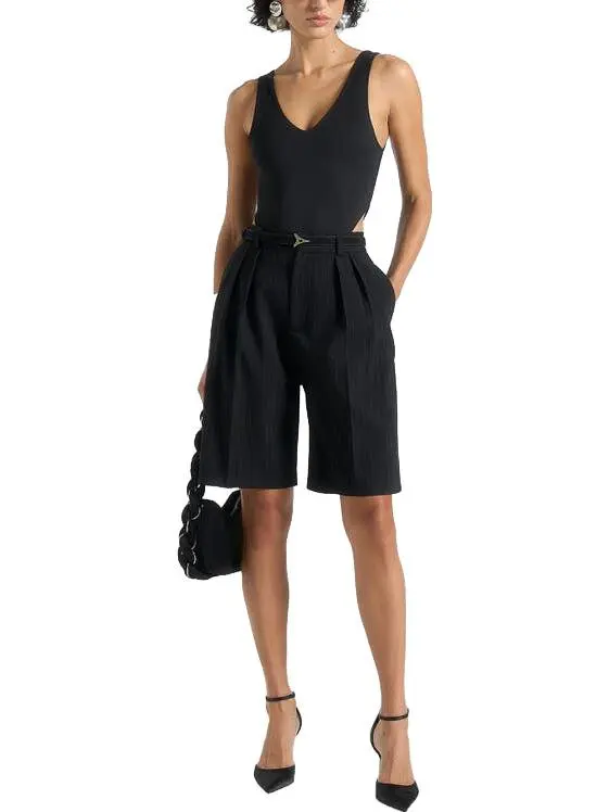 Manière De Voir Noa V-neck Bodysuit - Black