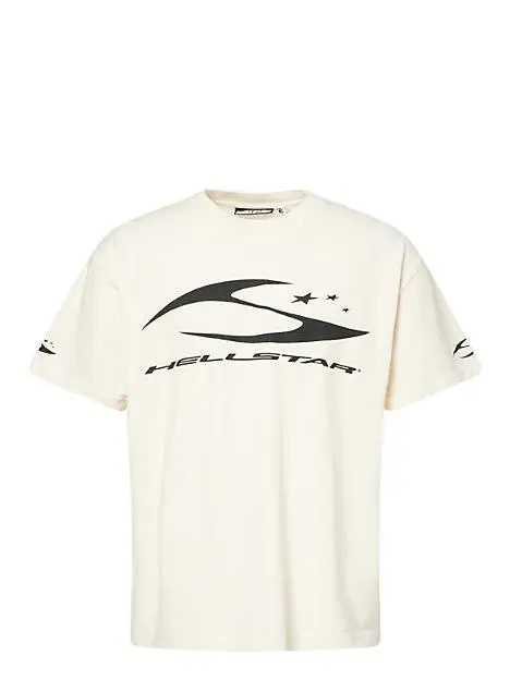 HELLSTAR Cursive Logo-print Cotton T-shirt - White