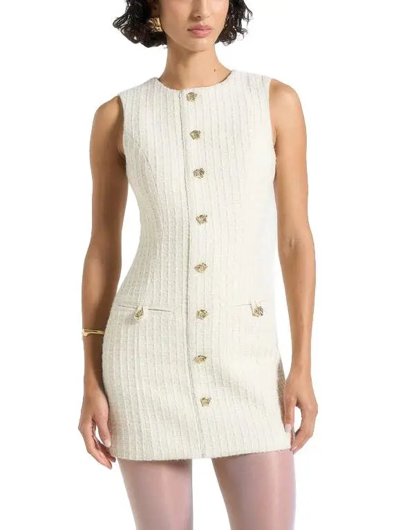 Manière De Voir Nadine Tweed Mini Dress - Cream