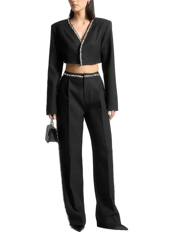 Manière De Voir Embellished Cropped Blazer - Black