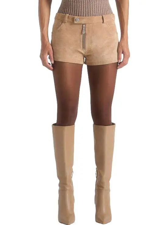 Manière De Voir Suede Mini Shorts - Beige