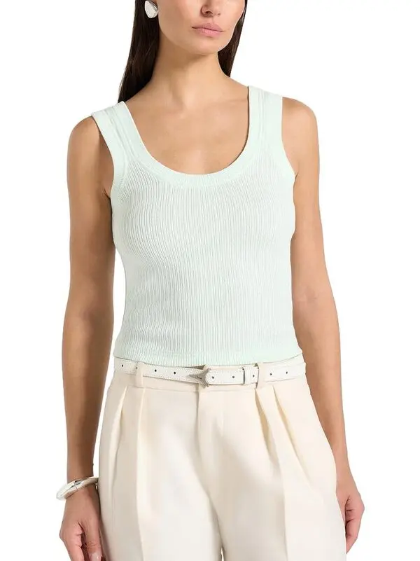 Manière De Voir Ribbed Scoop Neck Vest - Mint Green