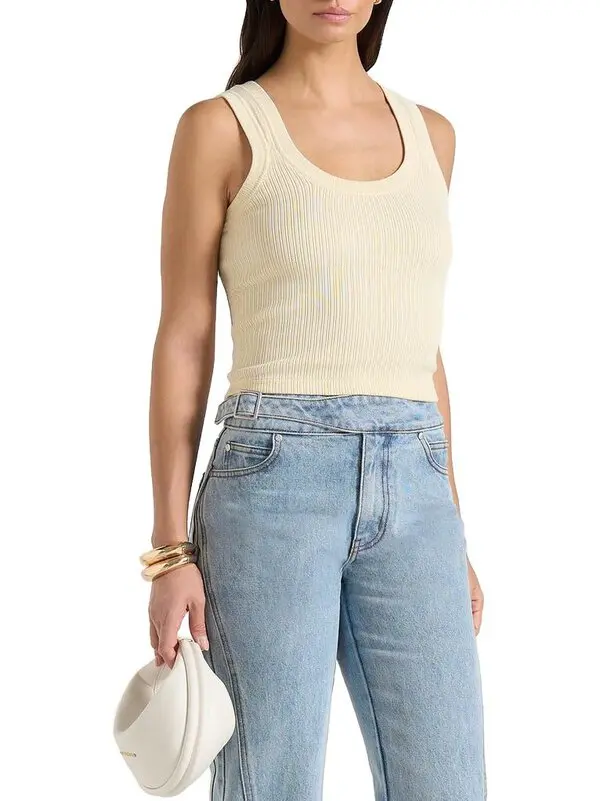 Manière De Voir Ribbed Scoop Neck Vest - Pale Yellow