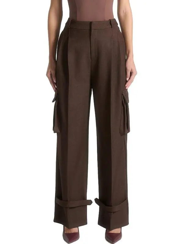 Manière De Voir Tailored Pleated Cargo Trousers - Brown