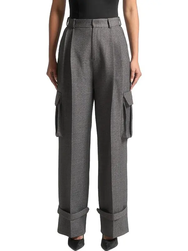Manière De Voir Tailored Pleated Cargo Trousers - Grey Marl