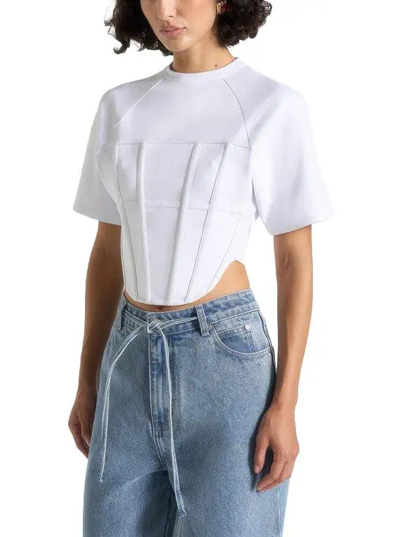 Manière De Voir Cropped Corset T-shirt - White