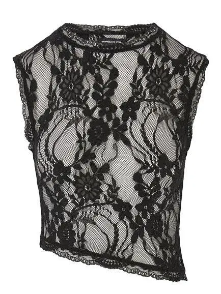 Manière De Voir Eugenie Lace Asymmetric Top - Black