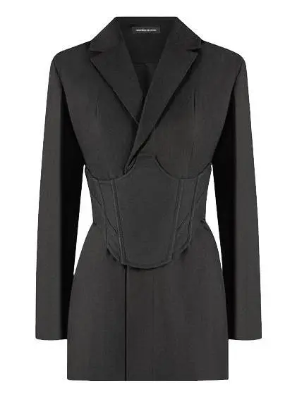 Manière De Voir Tailored Blazer Dress With Reversible Corset - Black