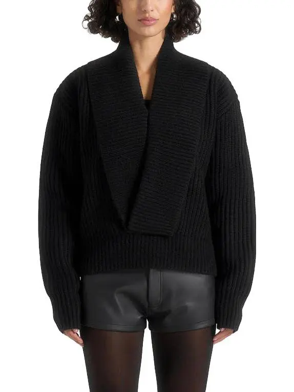 Manière De Voir Azra Plunge Knit Jumper - Black