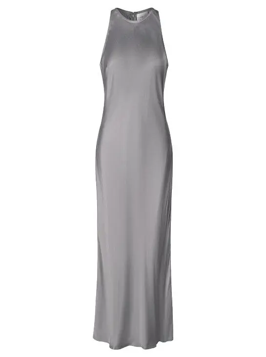 UNTITLED IN MOTION Atlantis Silky Bias Cut Maxi Dress - Graphite