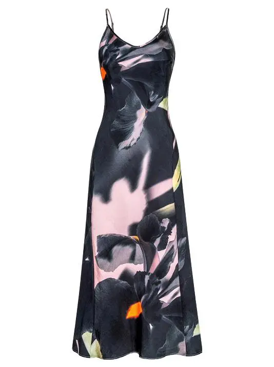 UNTITLED IN MOTION Atlantis Silky Bias Cut Maxi Dress - Shadow Iris