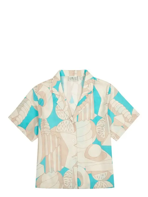 UNTITLED IN MOTION Ease Short-sleeve Button-up Printed Shirt - Sculpting