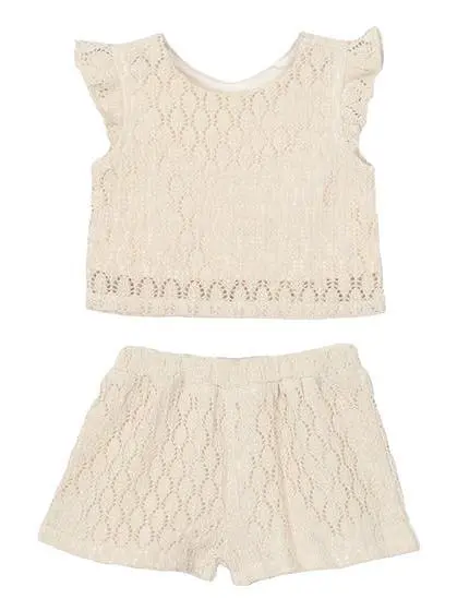 MABEL + HONEY Crochet Knit Two-piece Set - Ivory