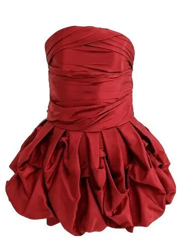 TULLEEN Dramatic Flare Strapless Dress - Burgundy