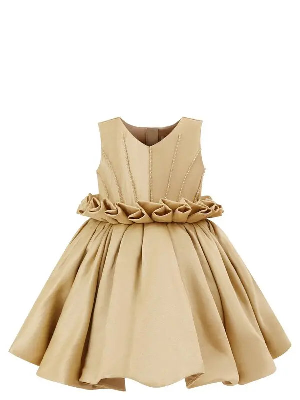 TULLEEN Bloom Accent Flare Dress - Gold