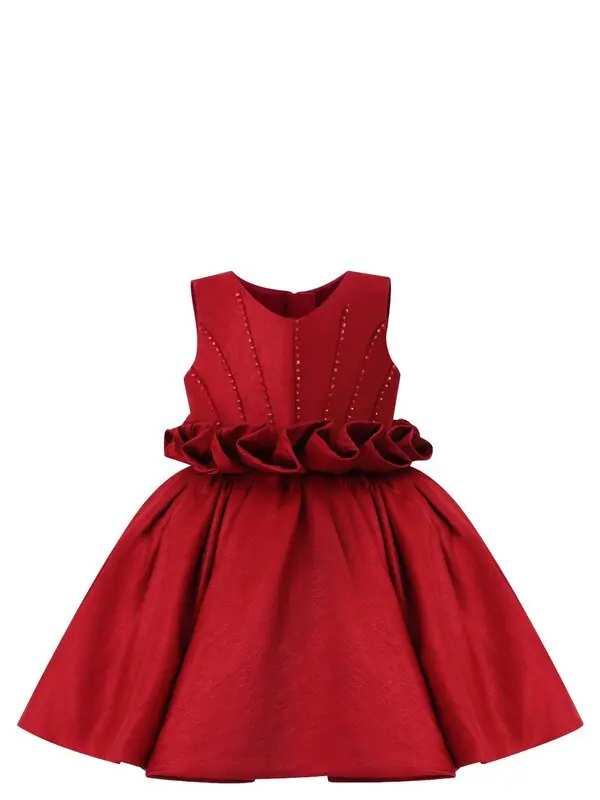 TULLEEN Bloom Accent Flare Dress - Red