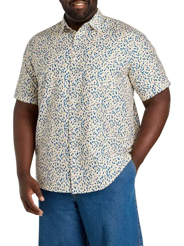 HARBOR BAY BY DXL Big & Tall Microfiber Droplet Print Sport Shirt - Multi