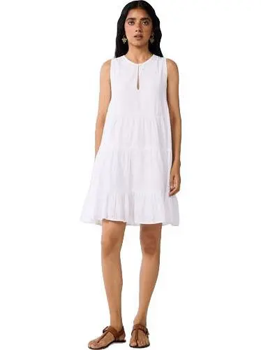 REISTOR Sleeveless Tiered Day Dress - White