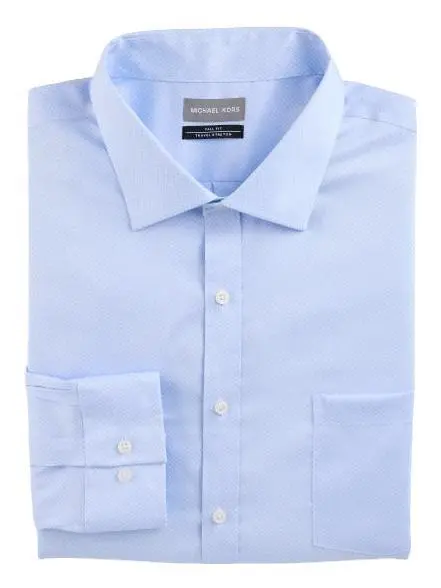 Michael Kors Big & Tall Tonal Print Dress Shirt - Light Blue