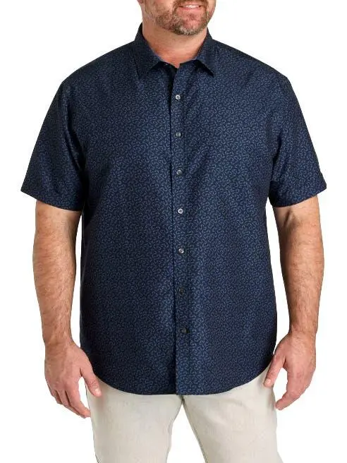 SYNRGY BY DXL Big & Tall Microfiber Abstract Print Sport Shirt - Black