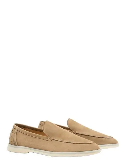 SCAROSSO Woven Suede Loafers - Desert Sand - Suede