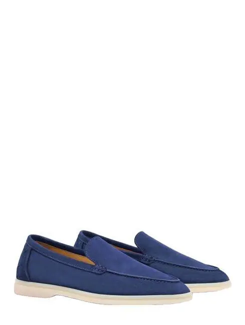 SCAROSSO Woven Suede Loafers - Indigo - Suede