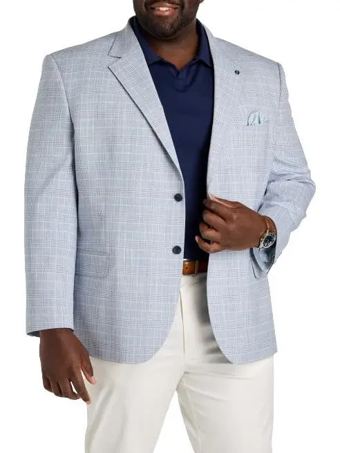 OAK HILL BY DXL Big & Tall Tonal Glen Plaid Sport Coat - Dusty Navy