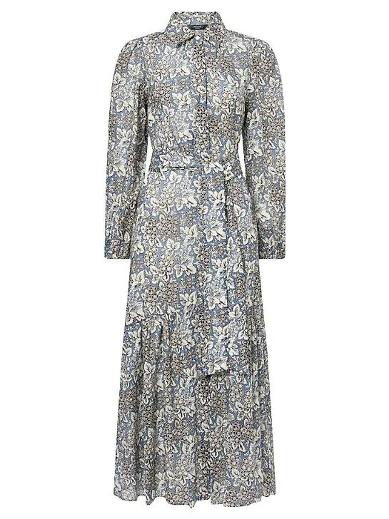 Max Mara Floral Print Cotton Shirt Dress - 004 Navy Floral