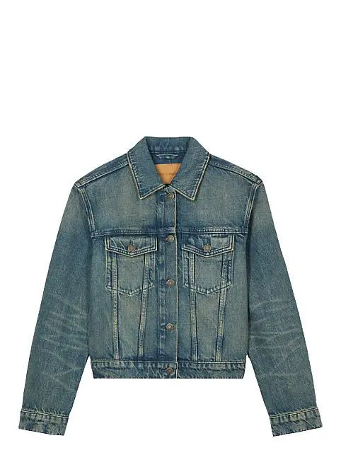 The Kooples Short Patch-pocket Denim Jacket - Medium Blue