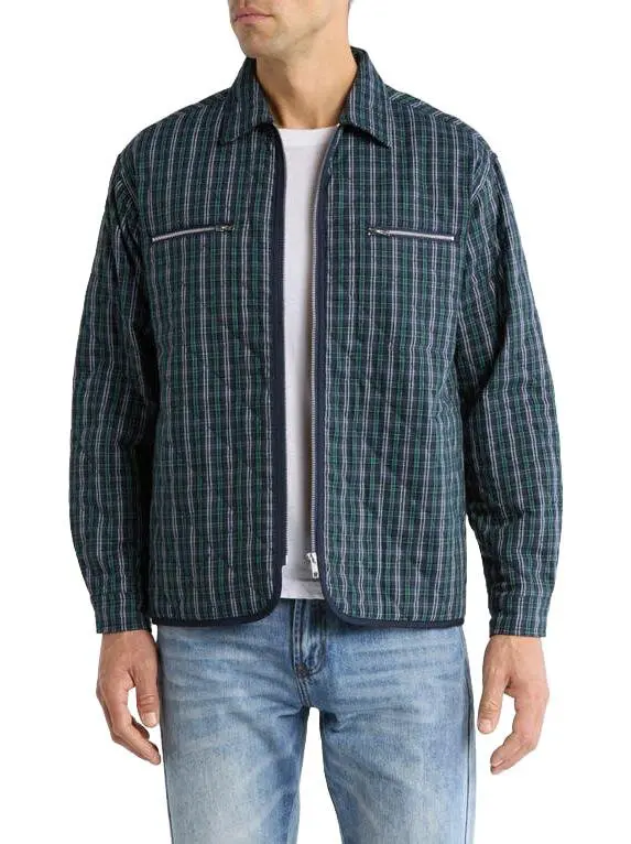 925 ORIGINALS Daybreak Plaid Quilted Shirt Jacket - Navy