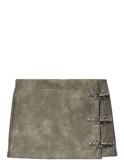 JADED LONDON Wrap Faux-leather Mini Skirt - Grey