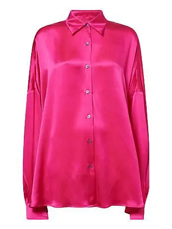 Dries Van Noten Oversized Casia Silk Shirt - Fuchsia