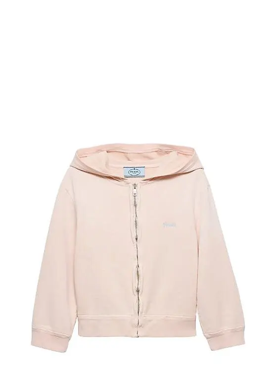Prada Logo-embroidered Cotton-fleece Hoody - Pink
