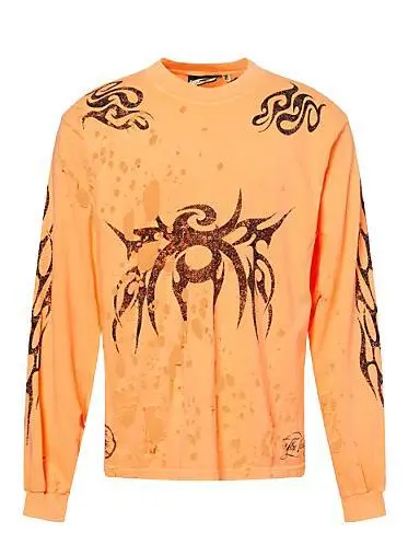 HELLSTAR Tribal Graphic-print Cotton T-shirt - Orange