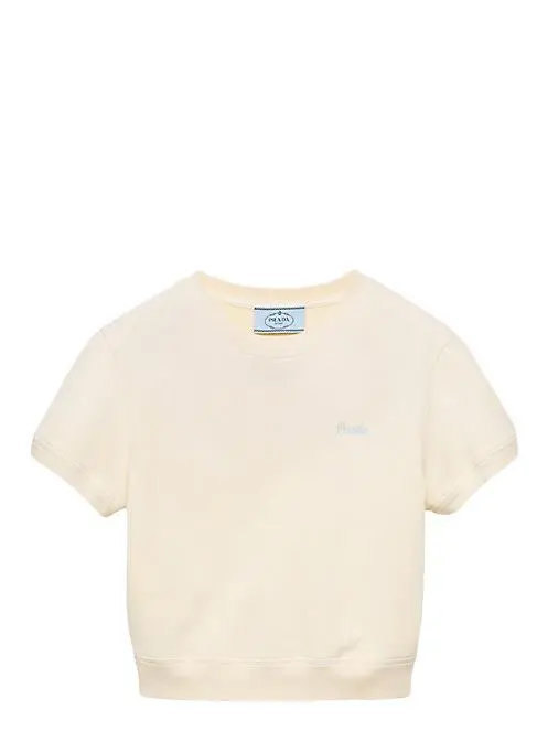 Prada Round-neck Cotton-fleece T-shirt - Yellow