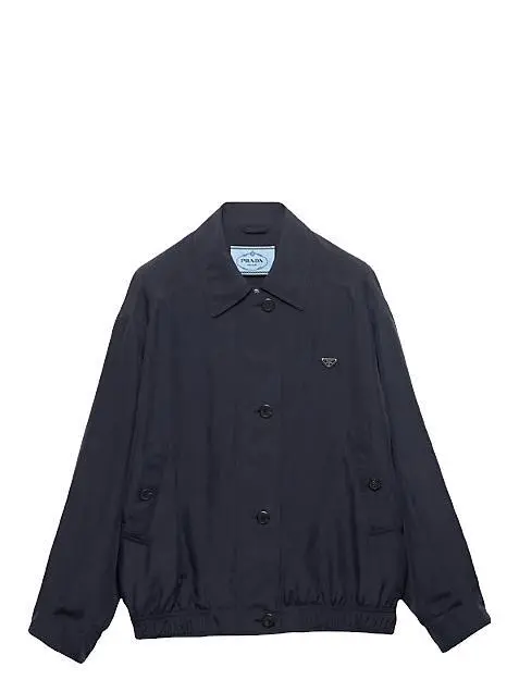 Prada Logo-embellished Silk Jacket - Blue