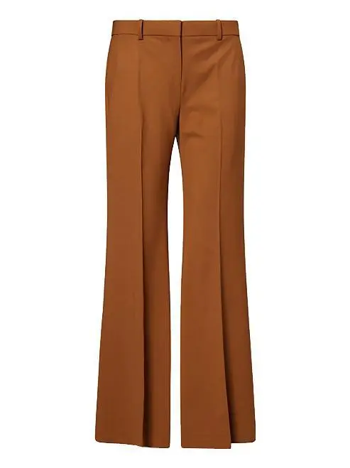 Theory Wide-leg Wool Trousers - Dark Cognac