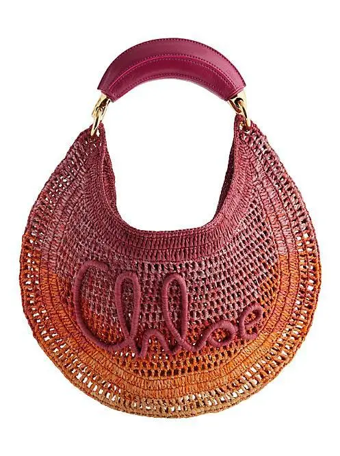 Chloé Raffia Hobo Bag - Multicolor Orange