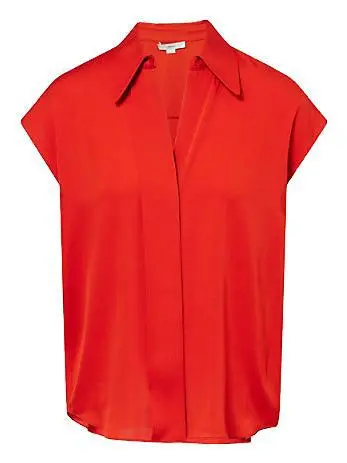 Vince Cap-sleeve Silk Blouse - Poppy