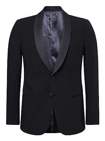 Giorgio Armani Single-breasted Curved-lapel Wool Blazer - Dark Navy