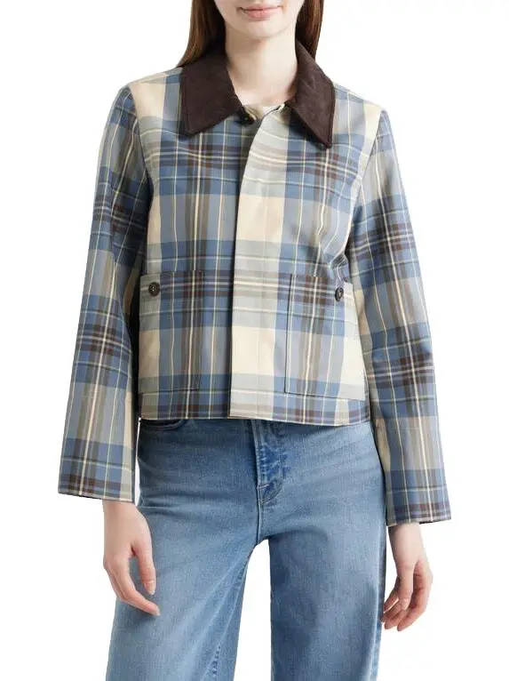 FRAME Cotton-blend Plaid Mac Coat - Navy Check